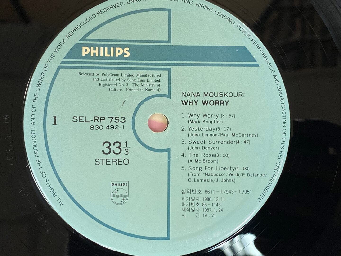 [LP] 나나 무스쿠리 - Nana Mouskouri - Why Worry LP [성음-라이센스반] - YES24