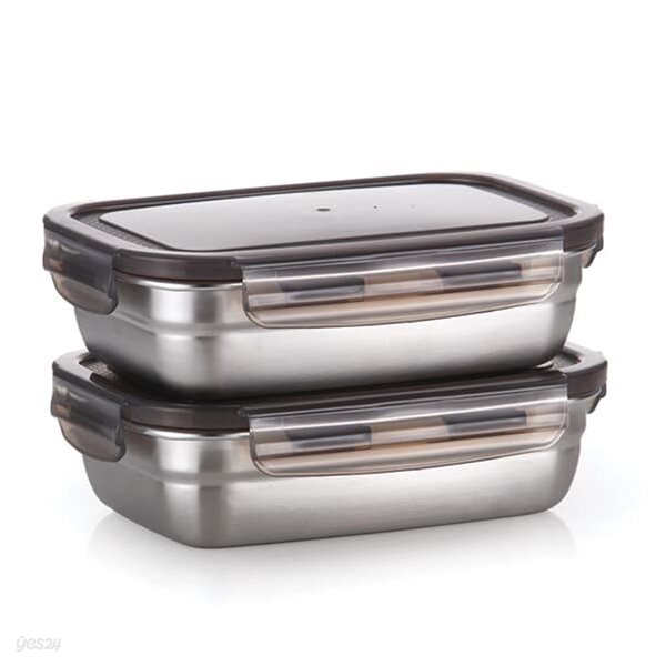 바른락 사각 스텐 밀폐용기 3호 680ml X 2개 - 예스24