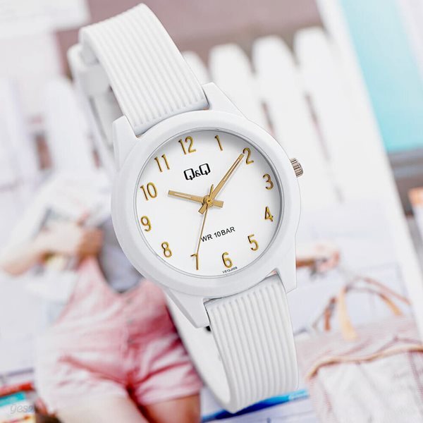 큐앤큐 정품 VS13J-008Y 파스텔 핑크 여성용 캐주얼 패션 학생 방수 저소음 시험 수능시계 - 예스24