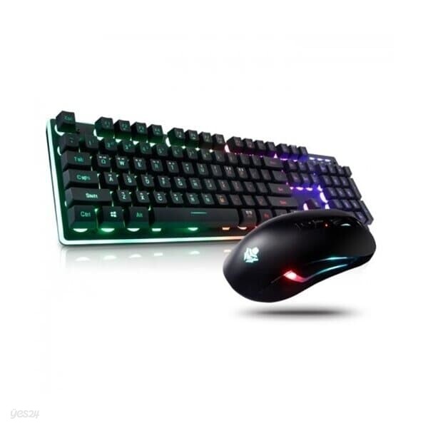 ABKO HACKER KM400 콤보 키보드 마우스 레인보우 LED - 예스24