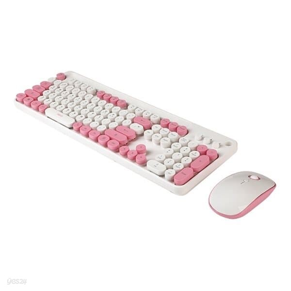 ABKO WKM50 펜홀더형 무선 키보드 마우스 세트 (핑크) - 예스24