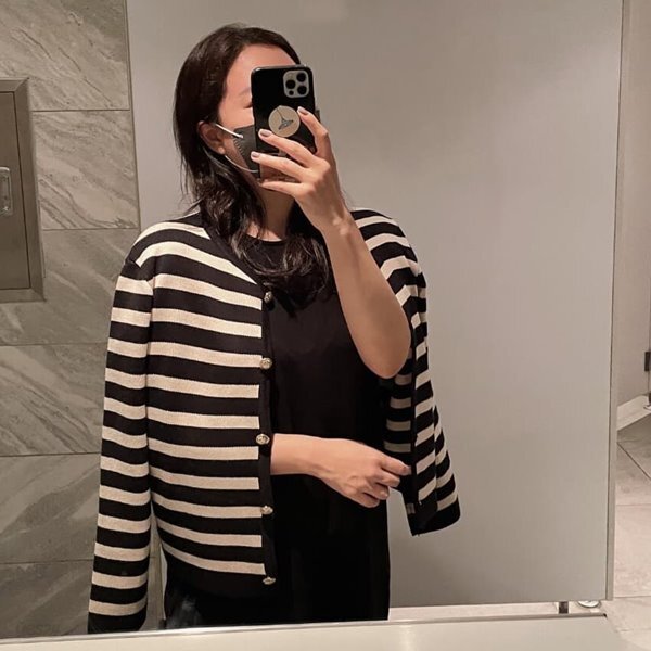 스트라이프 골드 가디건(3col) - 예스24
