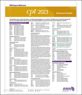 CPT 2023 Express Reference Coding Card: Behavioral Health - 예스24