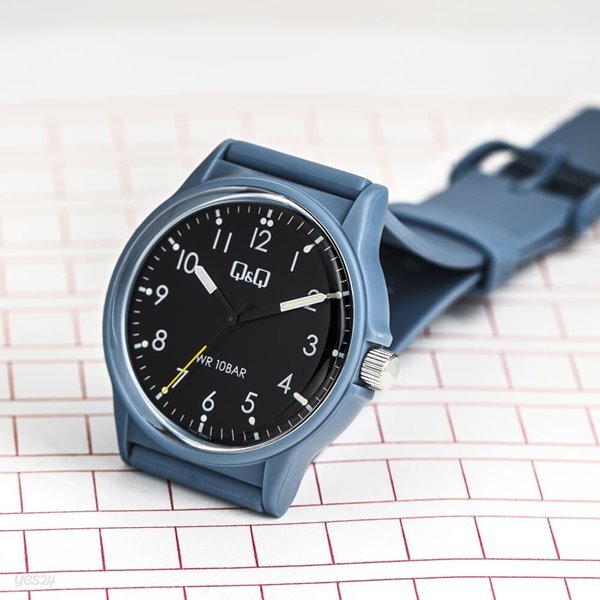 큐앤큐 심플 소프트 수능 시험 학생 공무원 스틸 블루 방수 손목시계 V00A-004VY - 예스24