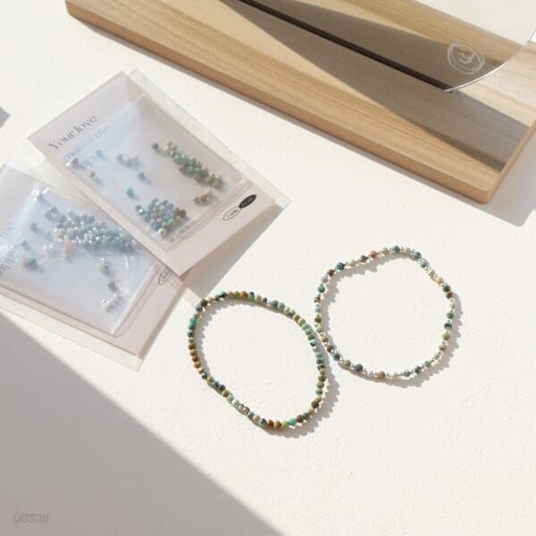 탄생석 비즈팔찌 만들기 세트 DIY [2TYPE 12월 천연 터키석 천연석 원석 비즈 우정 팔찌 키트 선물 재료] - 예스24