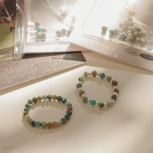 탄생석 비즈반지 만들기 세트 DIY [2TYPE 12월 천연 터키석 천연석 원석 비즈 우정 반지 키트 선물 재료] - 예스24