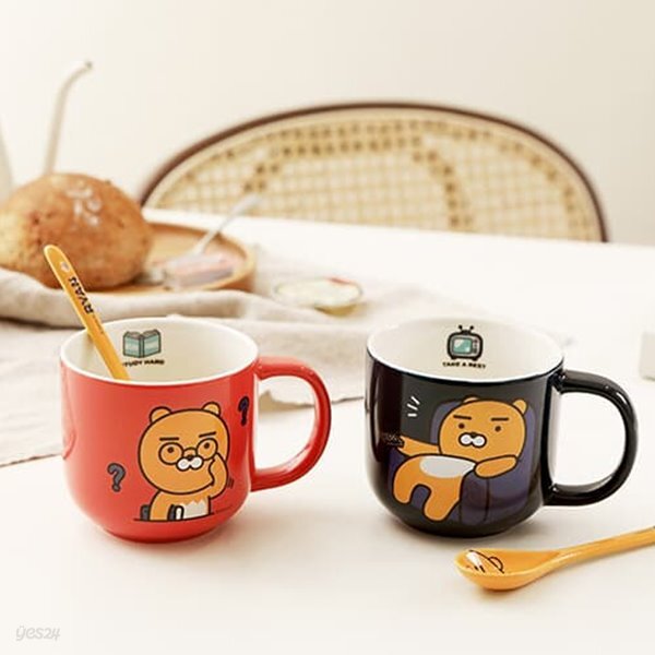 카카오프렌즈 라이언 데일리머그2P+스푼2P 세트 - 예스24