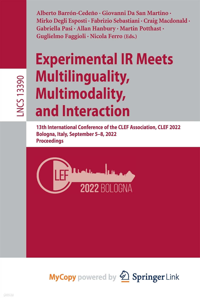 Experimental IR Meets Multilinguality, Multimodality, and Interaction - 예스24