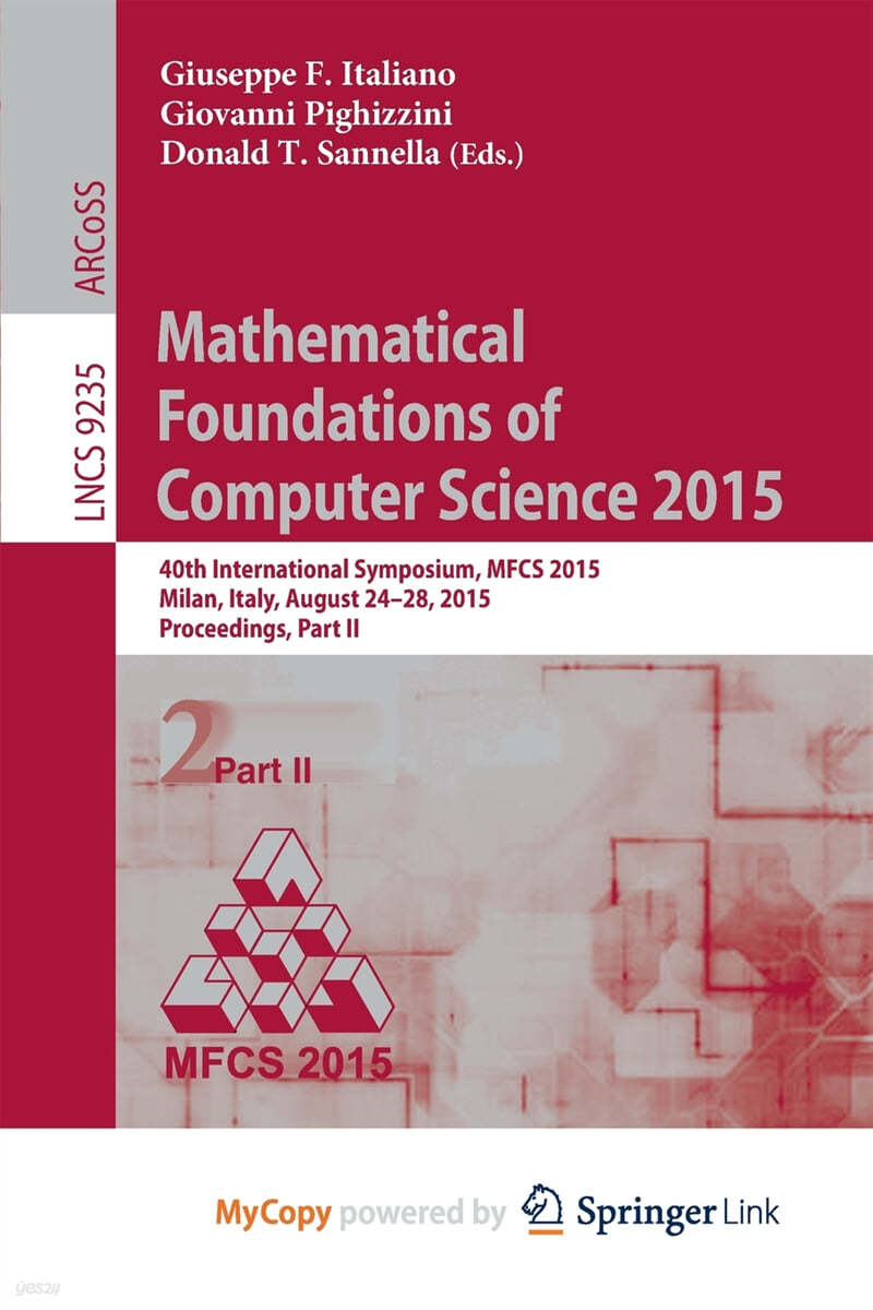 Mathematical Foundations of Computer Science 2015 - 예스24