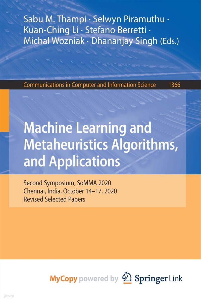 Machine Learning and Metaheuristics Algorithms, and Applications - 예스24
