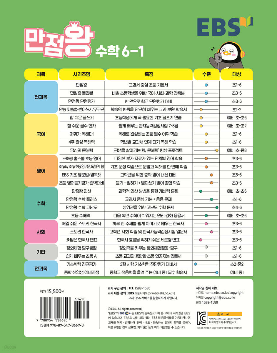 EBS 만점왕 수학 6-1 (2025년) - 예스24