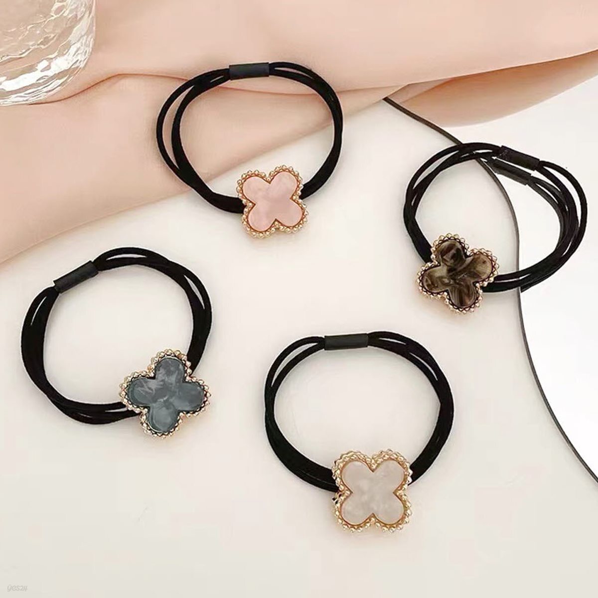 클로버 마블 자개 헤어 머리끈 4P SET - 예스24