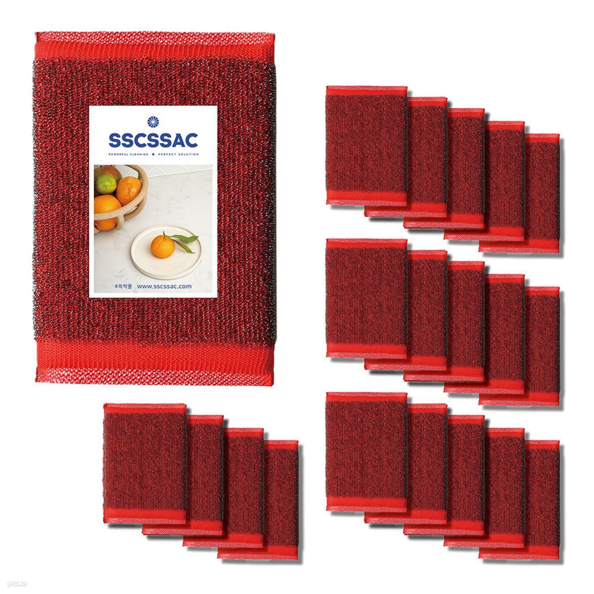 [보리홈]쓱싹 강력 울스텐수세미 베이직 레드 20P - 예스24