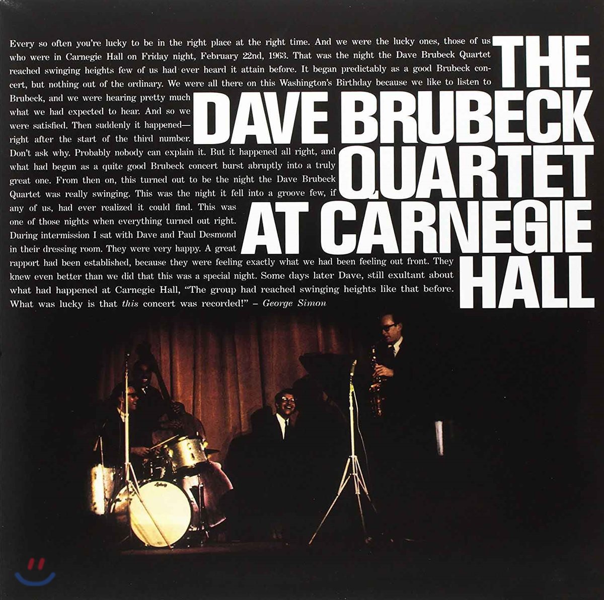 Dave Brubeck Quartet at Carnegie Hall 데이브 브루벡 쿼텟 1963년 카네기홀 라이브 [2 LP] - 예스24