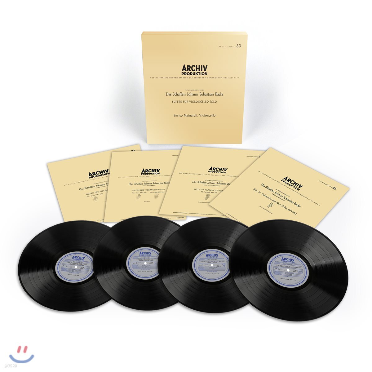 Enrico Mainardi 바흐: 무반주 첼로 모음곡 - 엔리코 마이나르디 (J.S.Bach: Cello Suite) [4LP ...