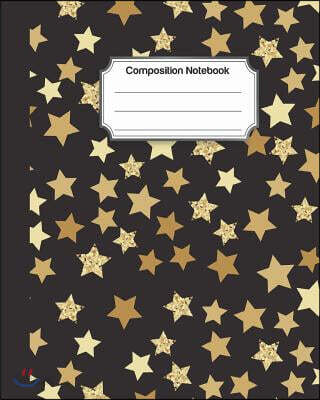 Composition Notebook: Gold black star pattern: College Ruled School ...