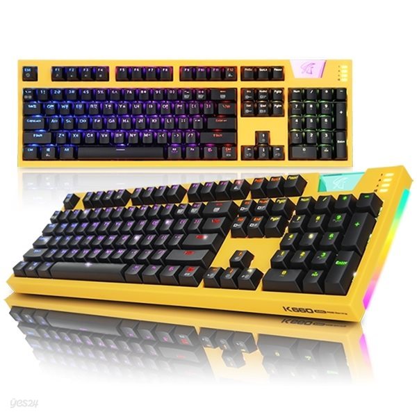 ABKO HACKER K660 ARC 프리미엄 카일광축 완전방수 RGB LED 게이밍 키보드 (옐로우, 리니어) - 예스24