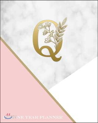 Q - 2020 One Year Planner: Elegant Gold Pink and Marble Monogram ...
