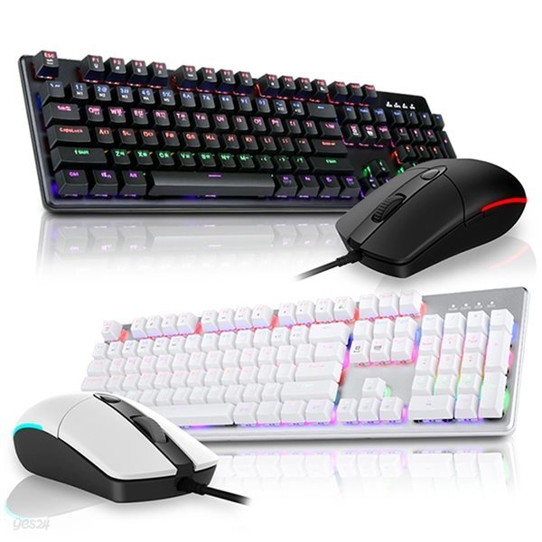 ABKO HACKER GKM570 키보드 마우스 LED 게이밍 콤보 (화이트) - 예스24