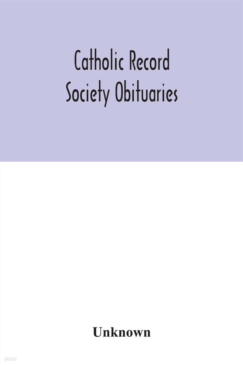 Catholic Record Society Obituaries - 예스24