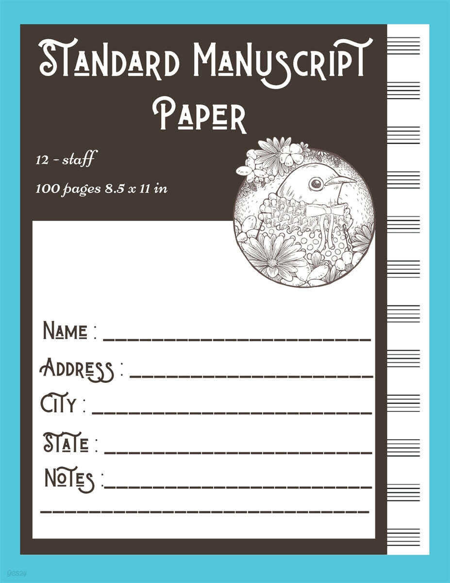 Standard Manuscript Paper 12-staff 100 pages 8.5 x 11 in: Standard ...