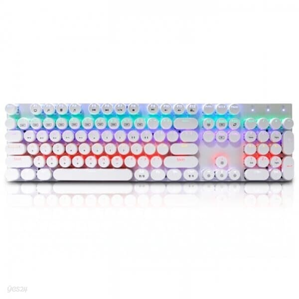 ABKO HACKER K840 조약돌 레트로 키캡 축교환 레인보우LED 게이밍 기계식 (화이트, 적축) - 예스24