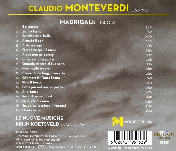 Le Nuove Musiche 몬테베르디: 마드리갈 9권 - 레 누오베 무지케 (Monteverdi: Madrigali, Libro IX) - 예스24
