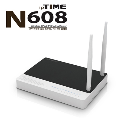 ipTIME 유무선공유기 N608 (8포트 / 무선300Mbps / 4dBi 안테나2개 / 32MB / 크래들 / VPN ...