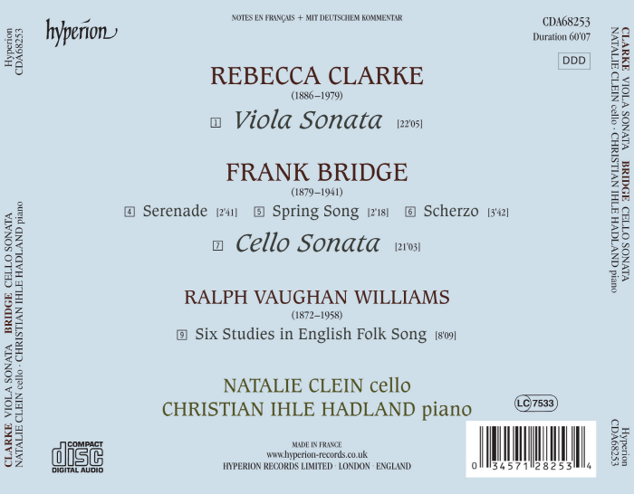 Natalie Clein 레베카 클라크: 비올라 소나타 [첼로 편곡] / 브릿지: 첼로 소나타 외 (Clarke: Viola ...