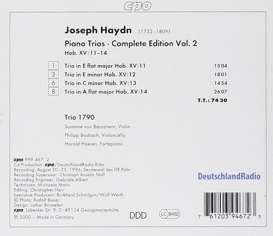 Trio 1790 하이든: 피아노 트리오 Vol.2 (Haydn: Complete Piano Trios Volume 2) - 예스24
