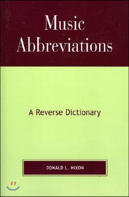 Music Abbreviations: A Reverse Dictionary - 예스24
