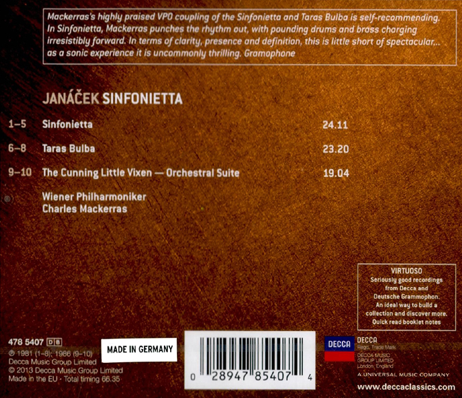 Charles Mackerras 야나첵: 신포니에타, 타라스 불바 (Janacek: Sinfonietta, Taras Bulba ...