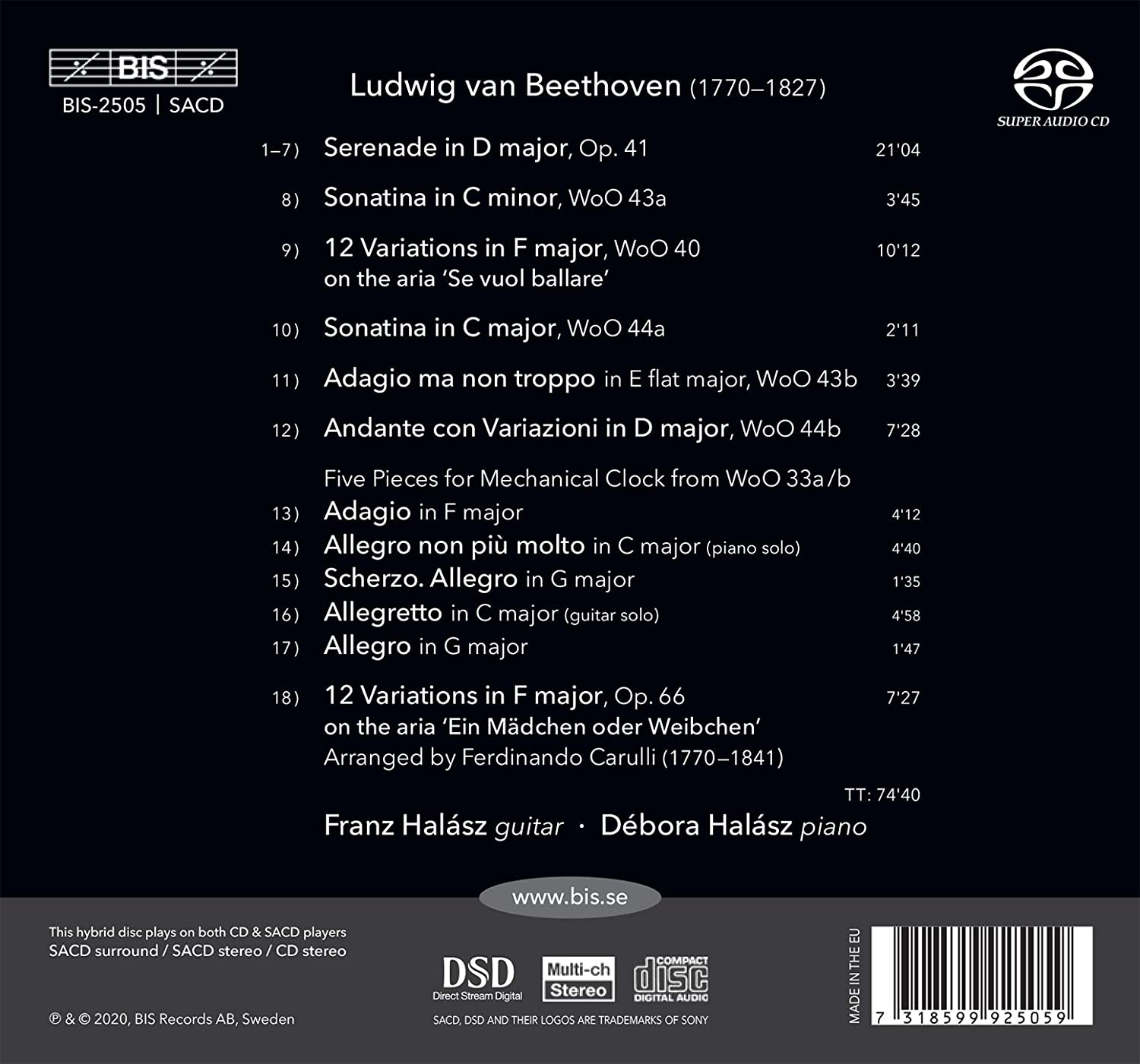 Franz Halasz / Debora Halasz 베토벤: 기타와 피아노를 위한 작품 (Beethoven: Works for ...