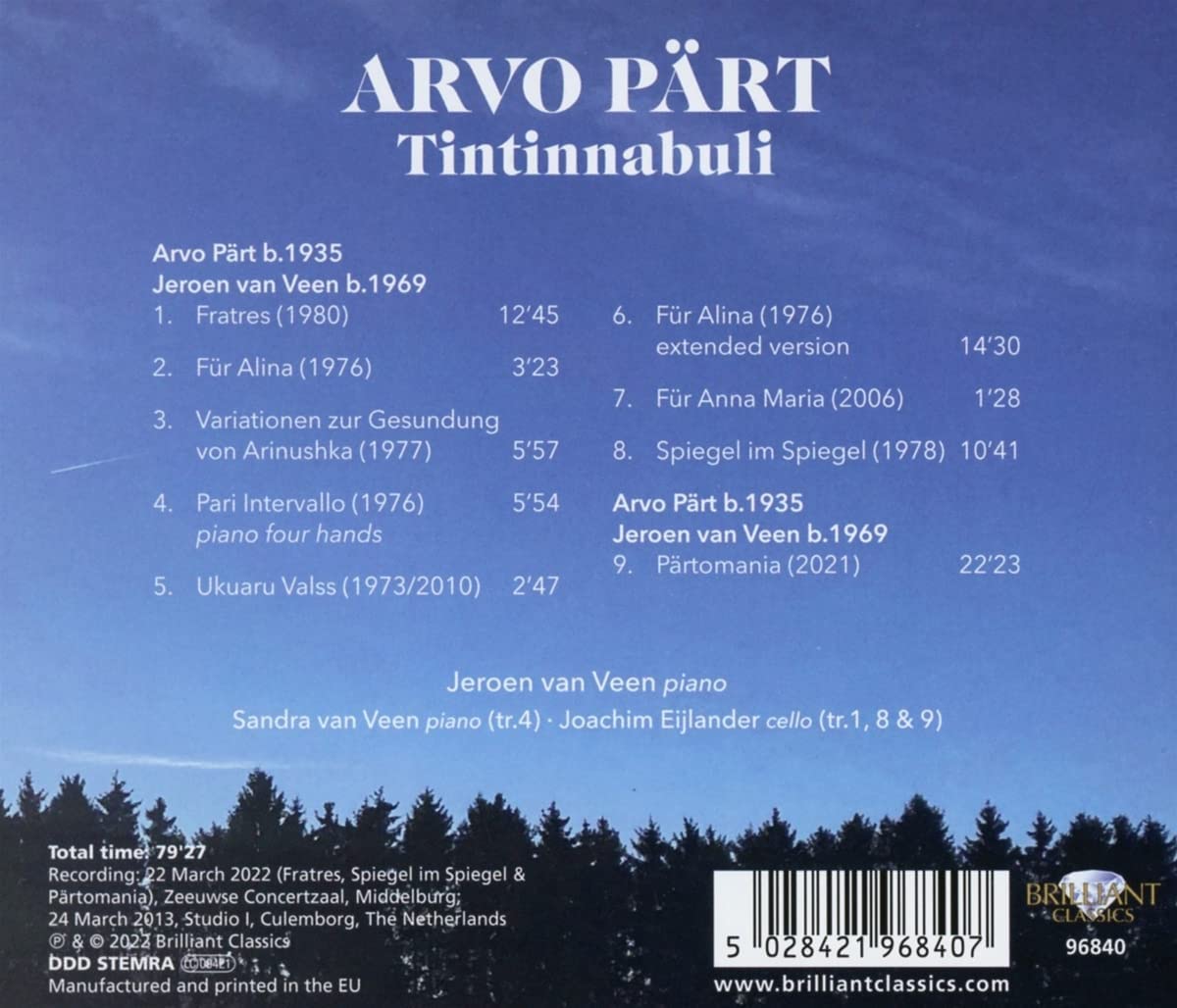 ‘틴티나불리’ - 아르보 패르트의 작품들 (Tintinnabuli - Arvo Part & Jeroen van Veen) - 예스24