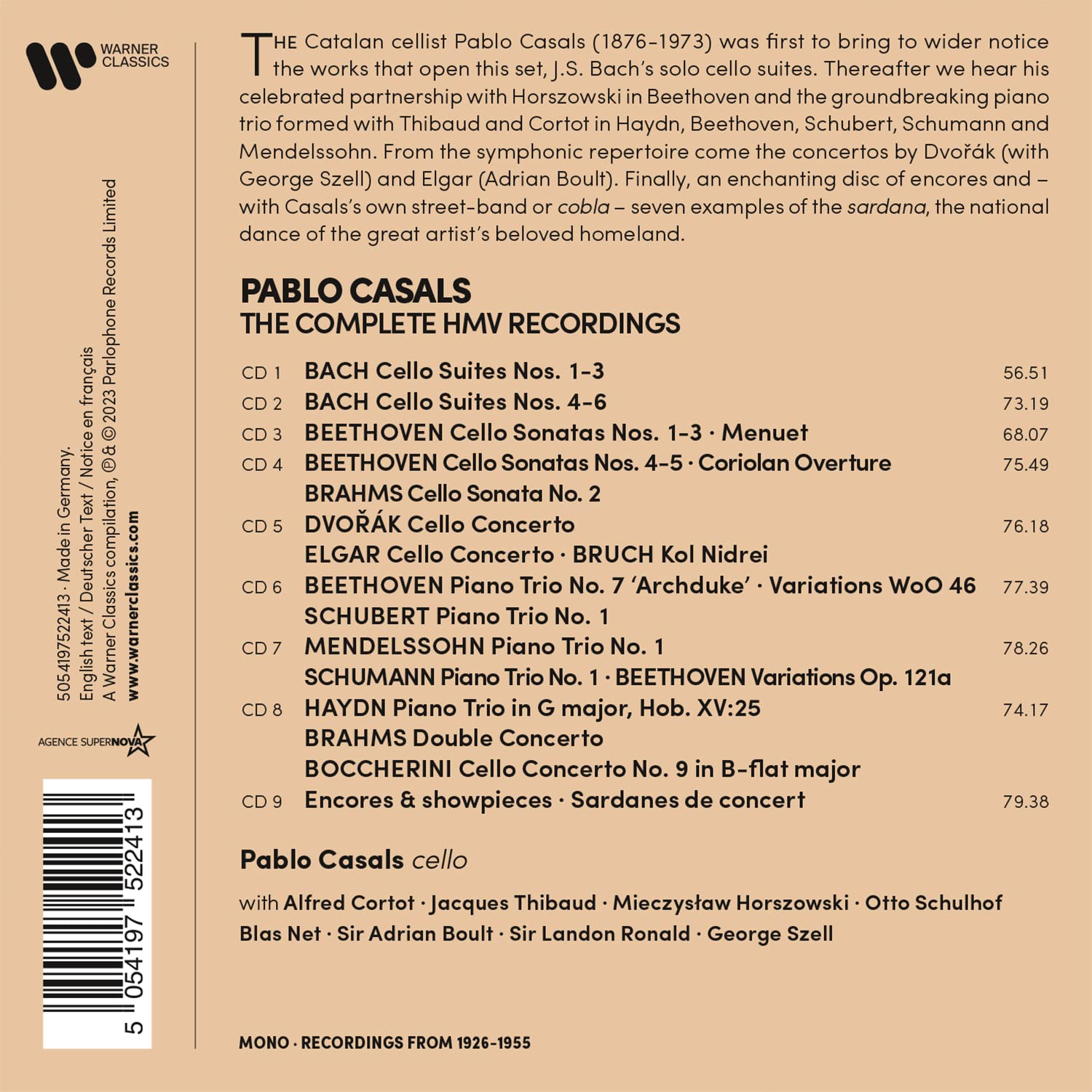 Pablo Casals 파블로 카잘스 HMV 녹음 전집 (The Complete HMV Recordings) - 예스24