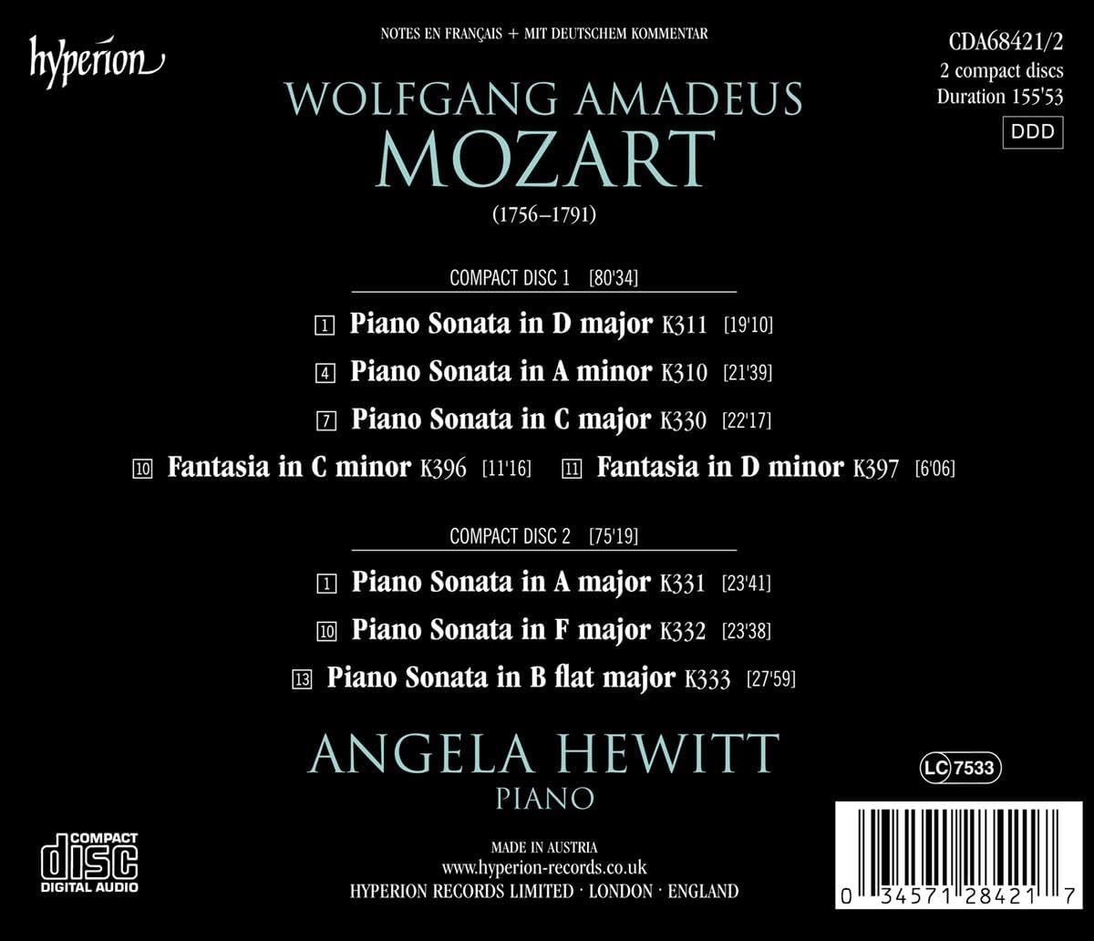 Angela Hewitt 모차르트: 피아노 소나타 2집 (Mozart: Piano Sonatas K.310-311, 330-333) - 예스24
