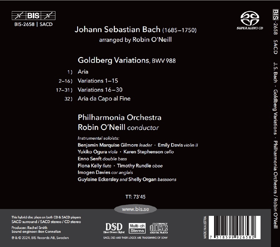 Philharmonia Orchestra 바흐: 골드베르크 변주곡 [관현악 연주반] (J.s. Bach - Robin O ...
