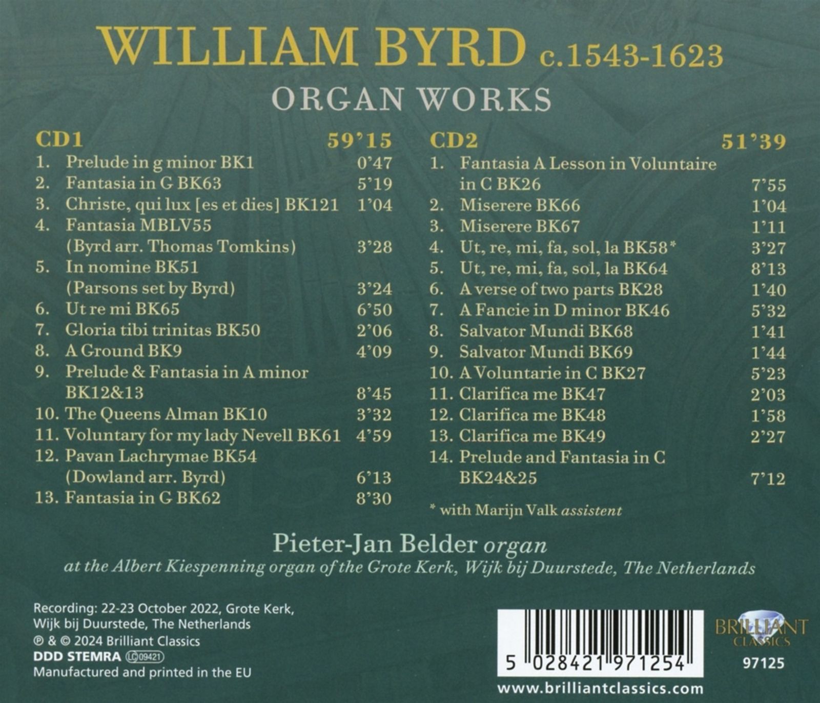 Pieter-Jan Belder 윌리엄 버드: 오르간 작품집 (William Byrd: Organ Works_ - 예스24