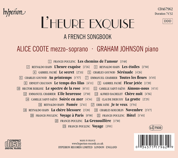 Alice Coote / Graham Johnson 감미로운 시간 - 프랑스 가곡집 (L'heure exquise - A ...