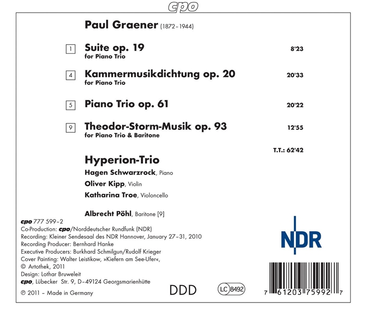 Hyperion Trio 파울 그래너: 피아노 삼중주 전집 (Paul Graener: Complete Piano Trios ...