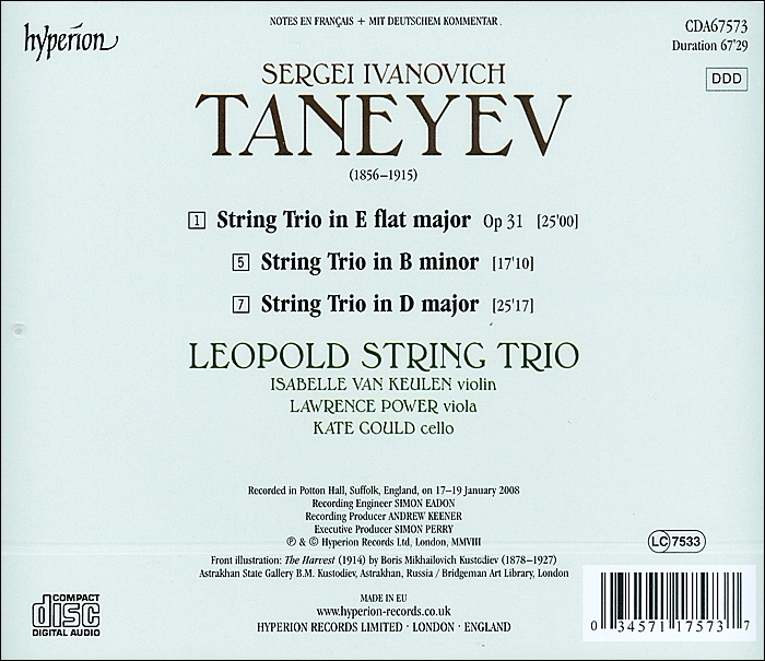 Leopold String Trio 타네예프: 현악 삼중주 (Taneyev : String Trios Op.31) - YES24