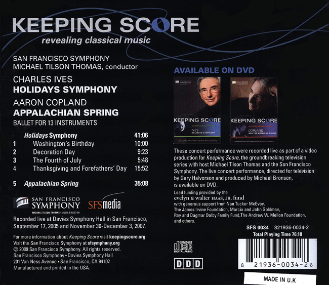 Michael Tilson Thomas 아이브즈: 휴일 교향곡 / 코플랜드: 애팔래치아의 봄 (Ives : Holidays ...